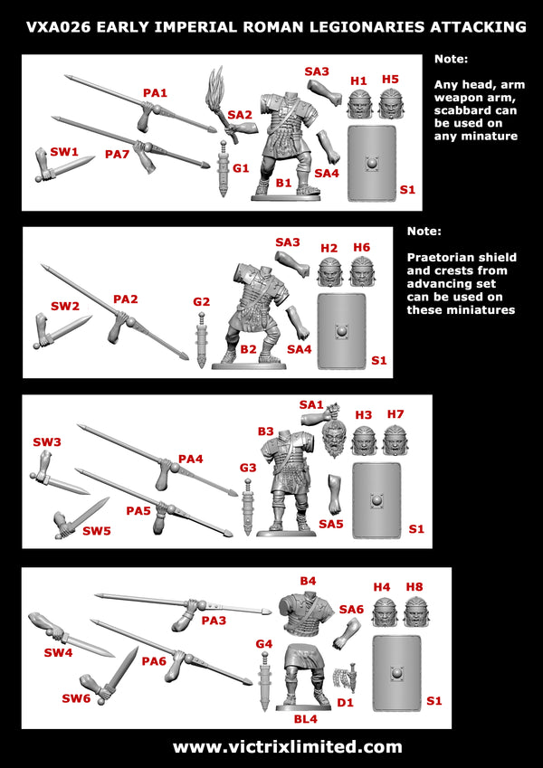 Early Imperial Roman Legionaries Attacking - Victrix Limited
