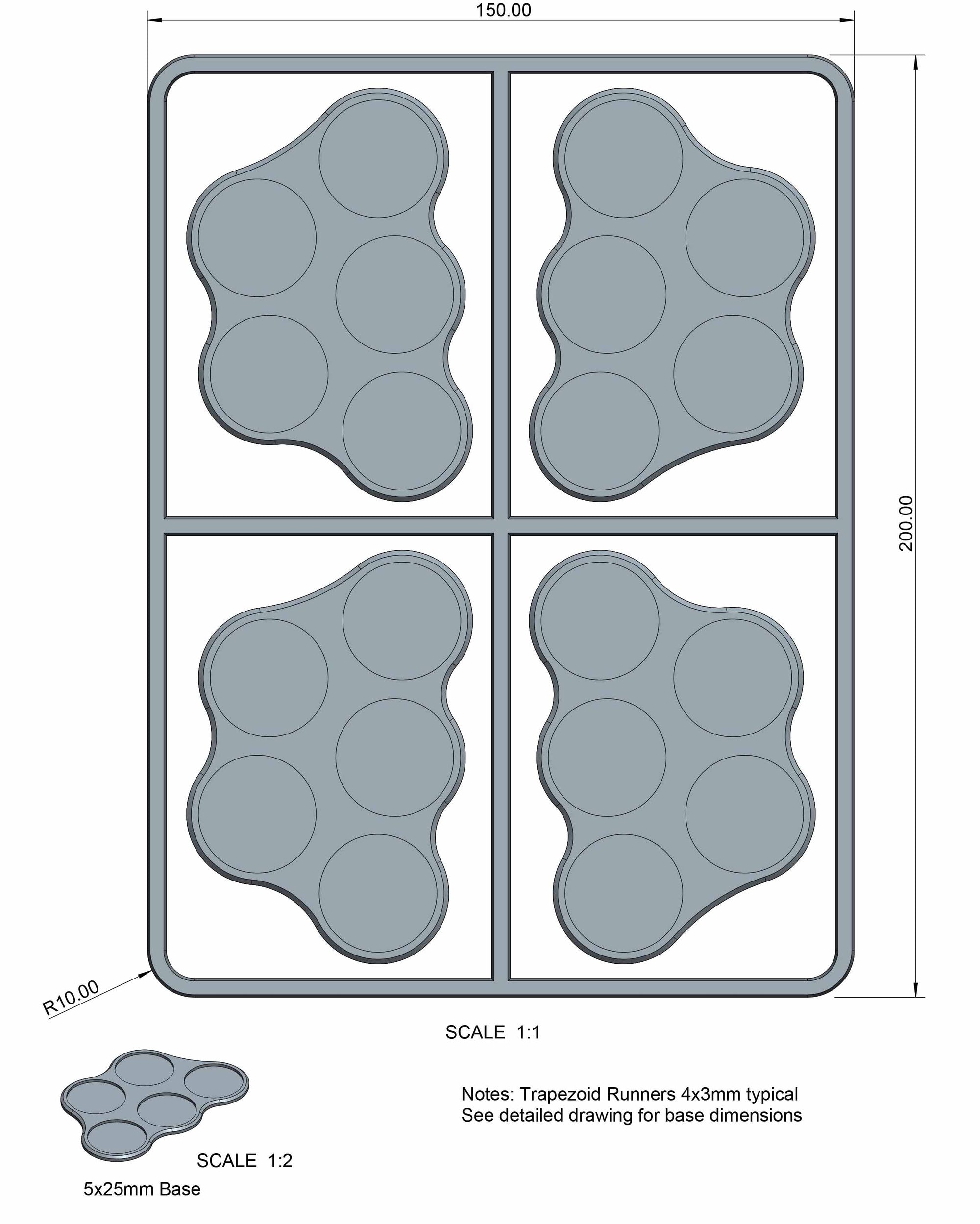 Plastic Bases Set 8. Skirmish movement trays for 25mm round bases ...